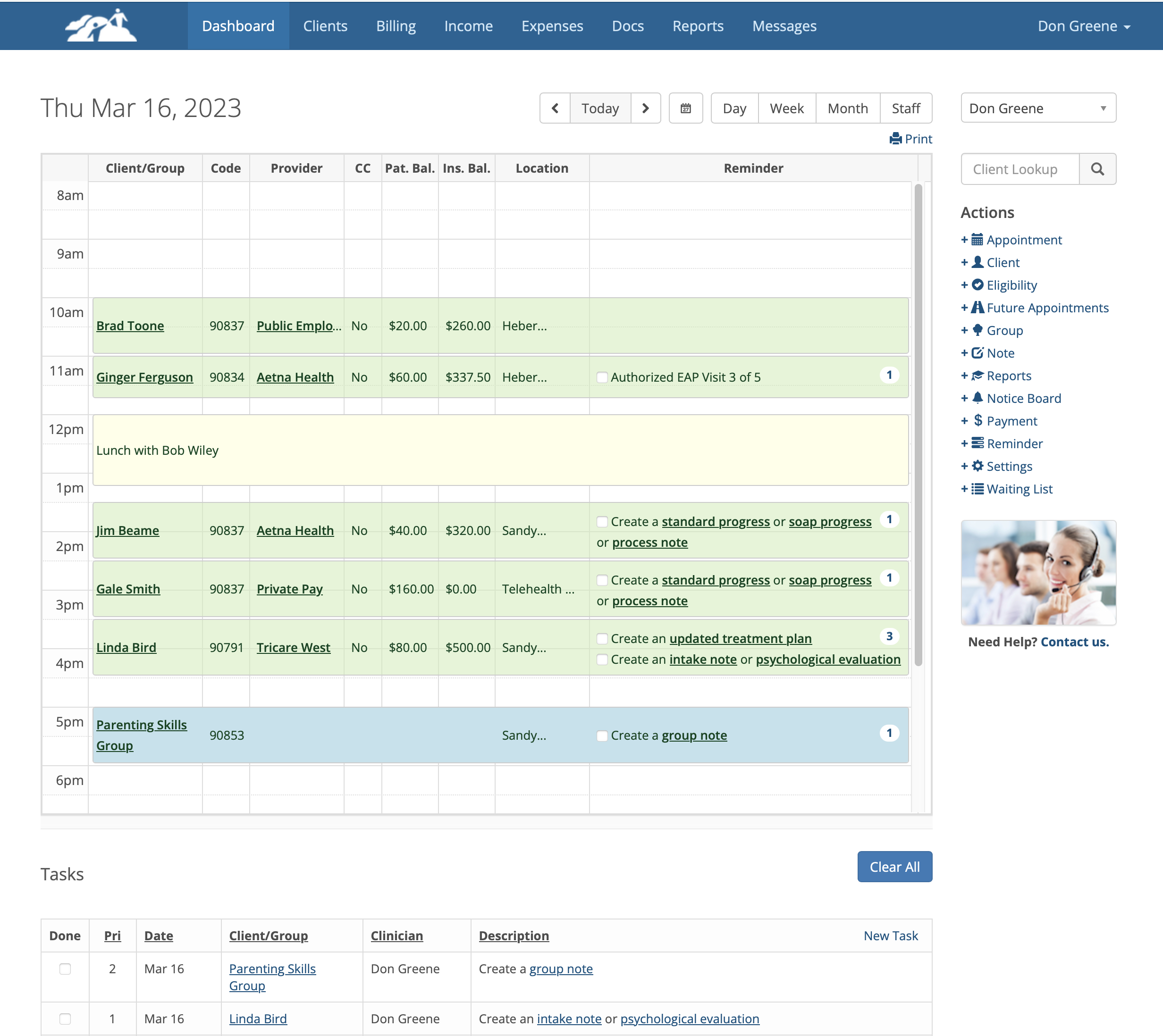 Dashboard Overview – TherapyMate