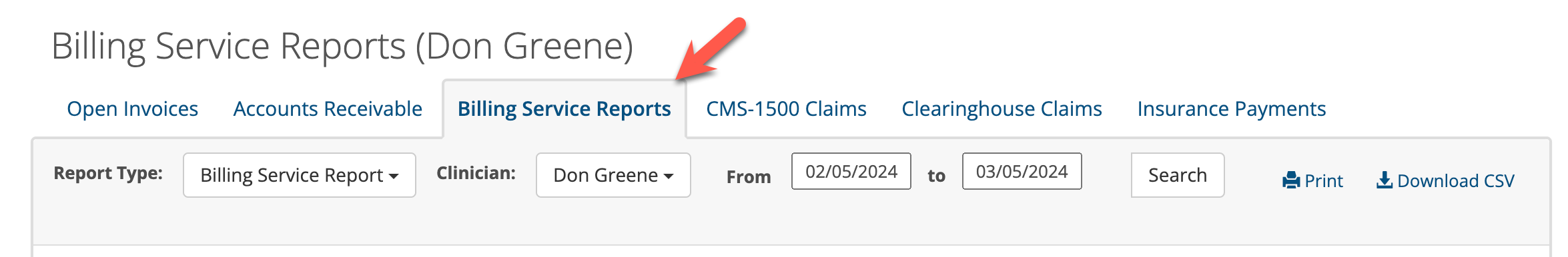 Procedures Report for your Billing Service – TherapyMate