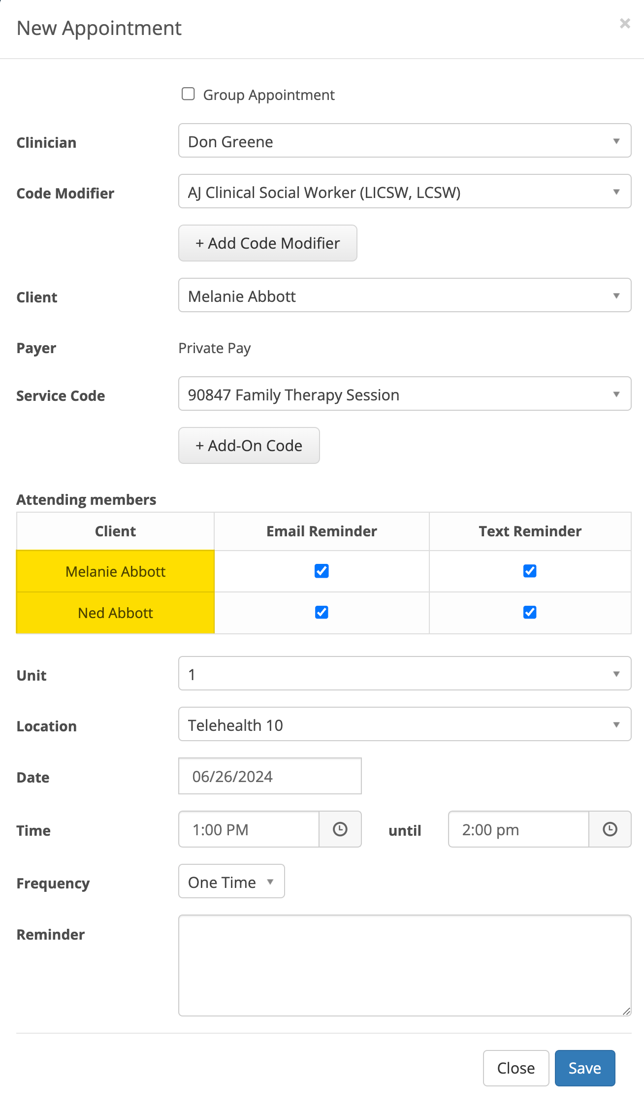 Client Appointment Reminders – TherapyMate