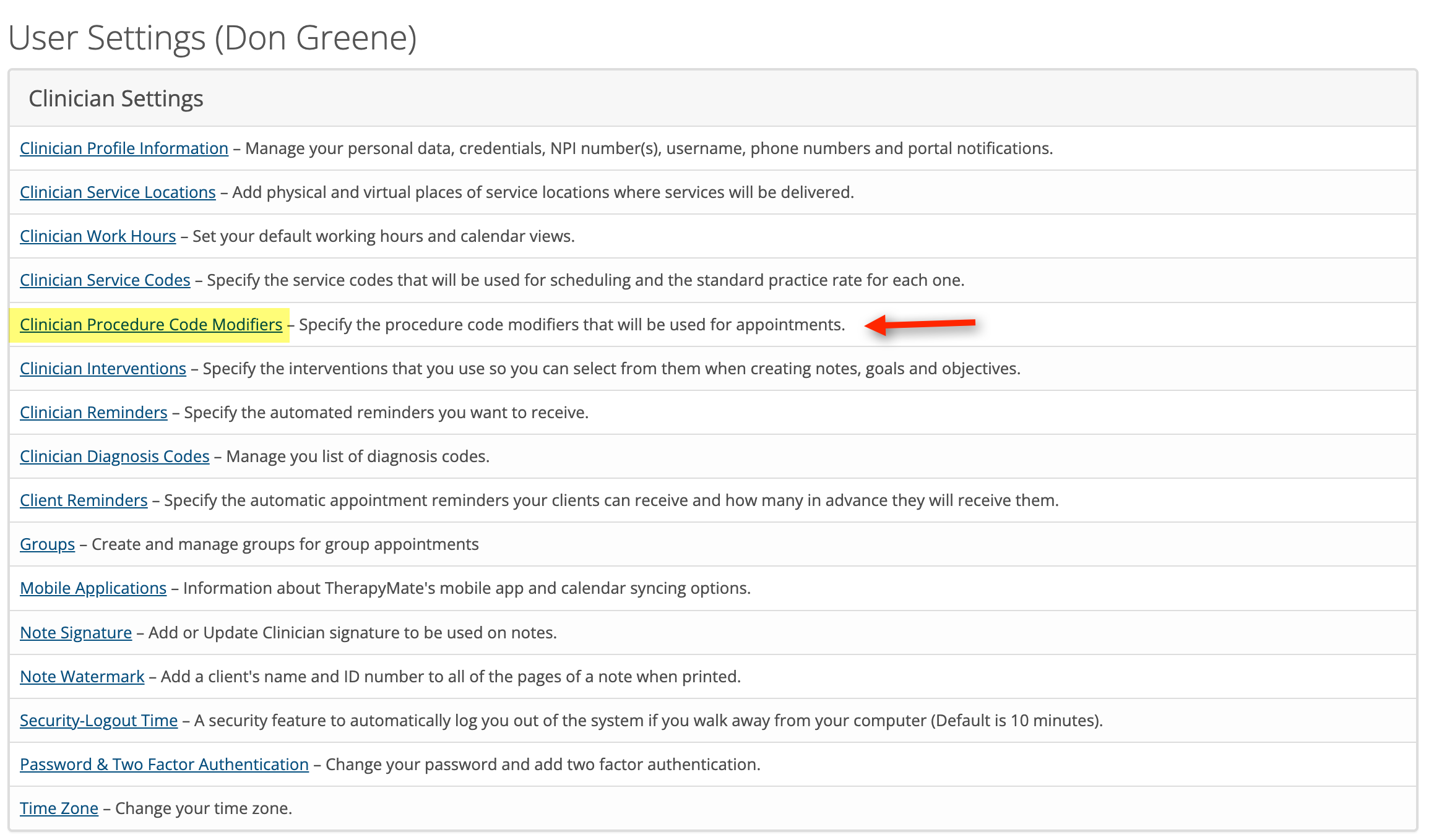 Procedure Code Modifiers – TherapyMate