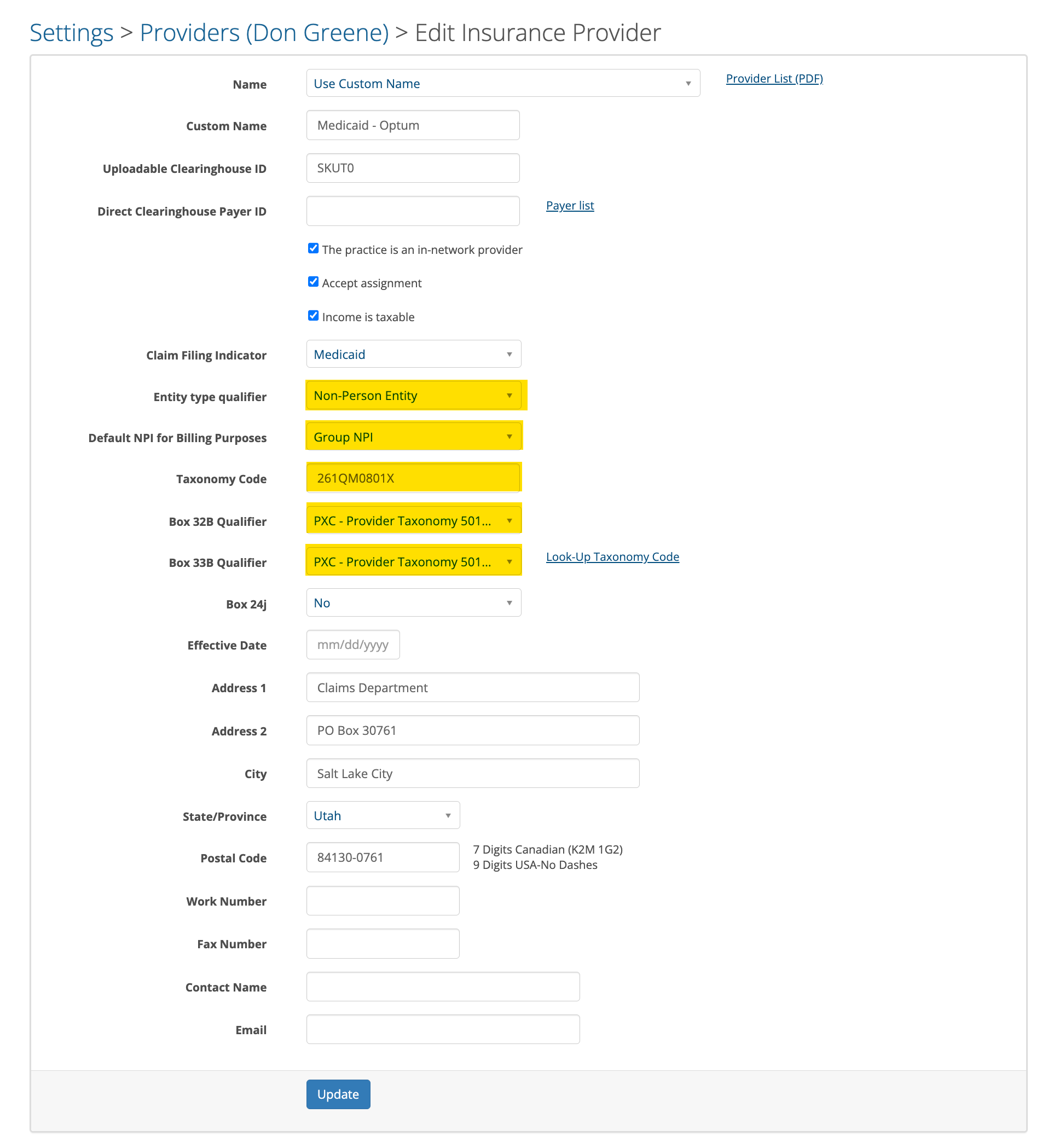 Taxonomy Codes – TherapyMate