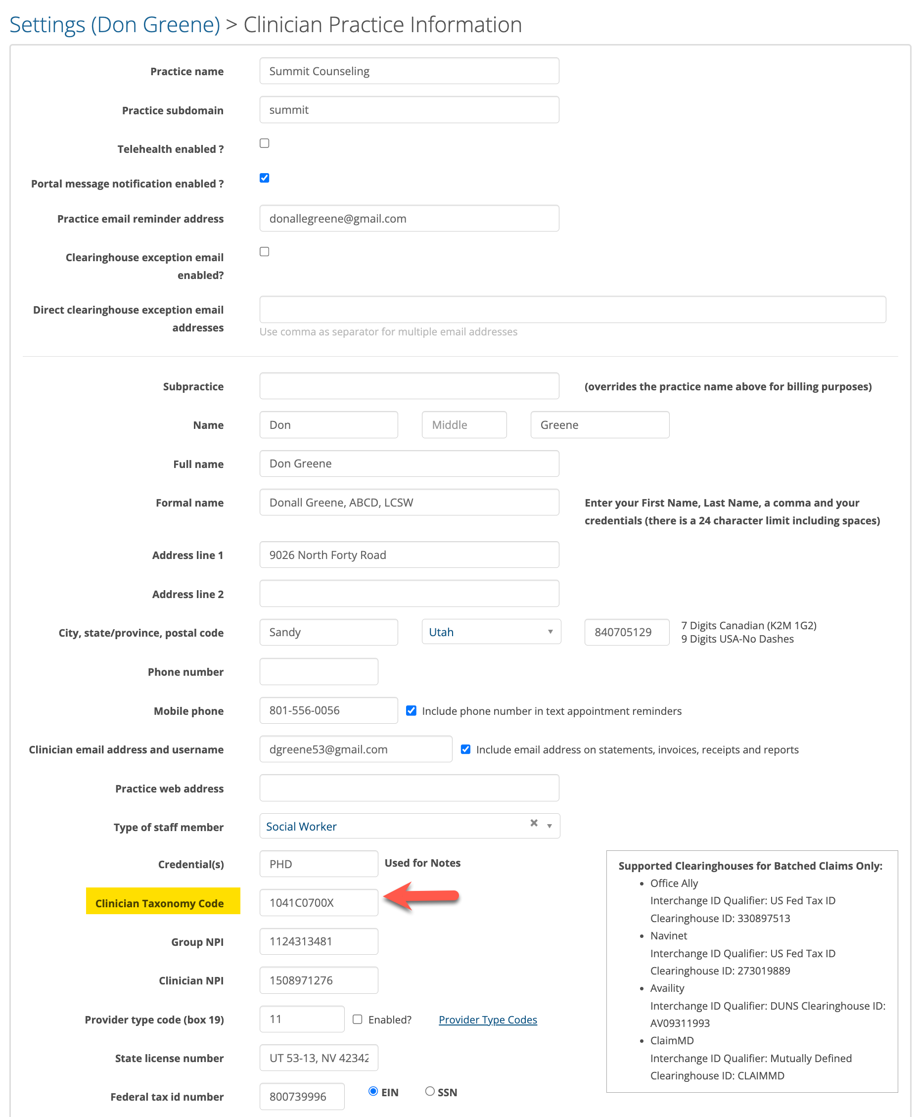 Taxonomy Codes – TherapyMate