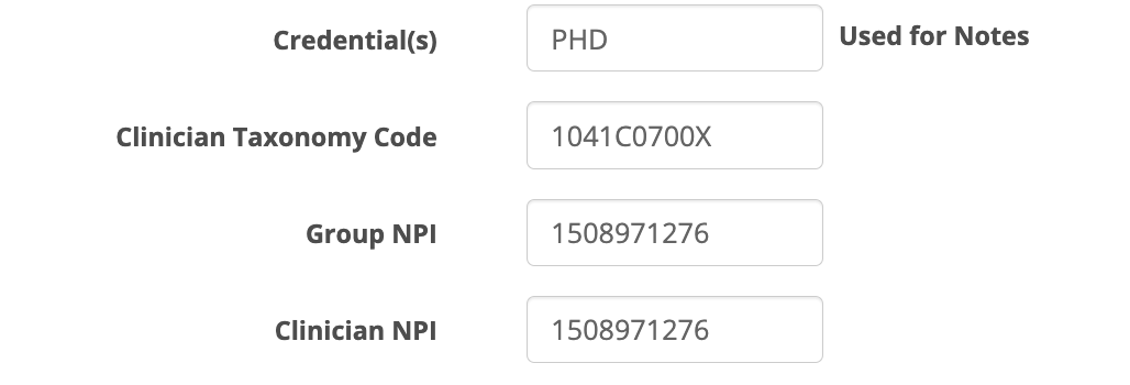 Taxonomy Codes – TherapyMate