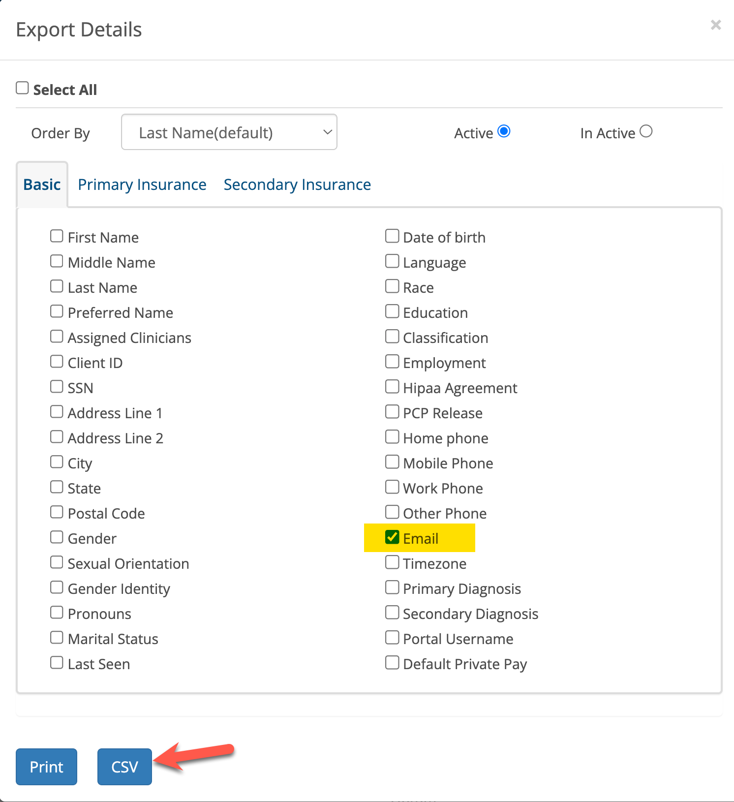 Exporting Email Addresses for Bulk Mailings – TherapyMate