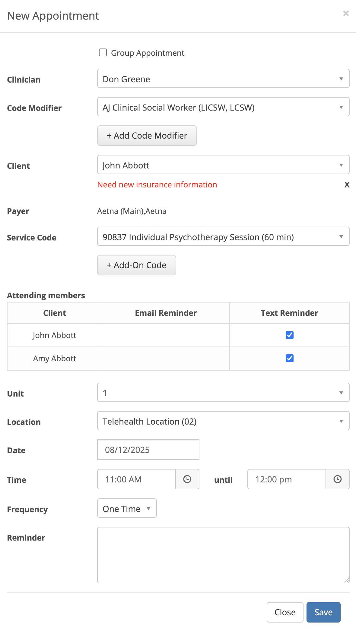 Alert Messages – TherapyMate