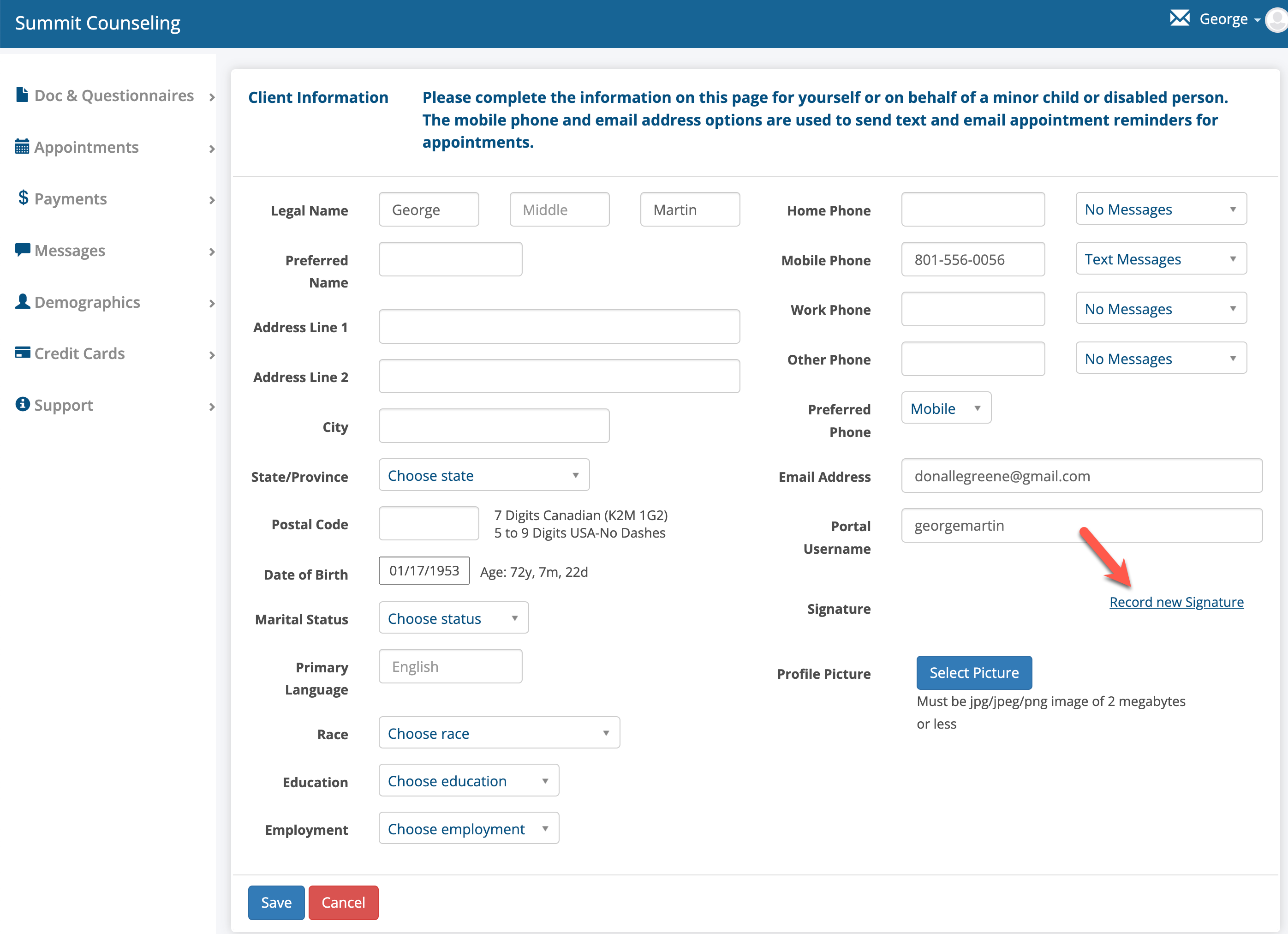 Client Signatures – TherapyMate